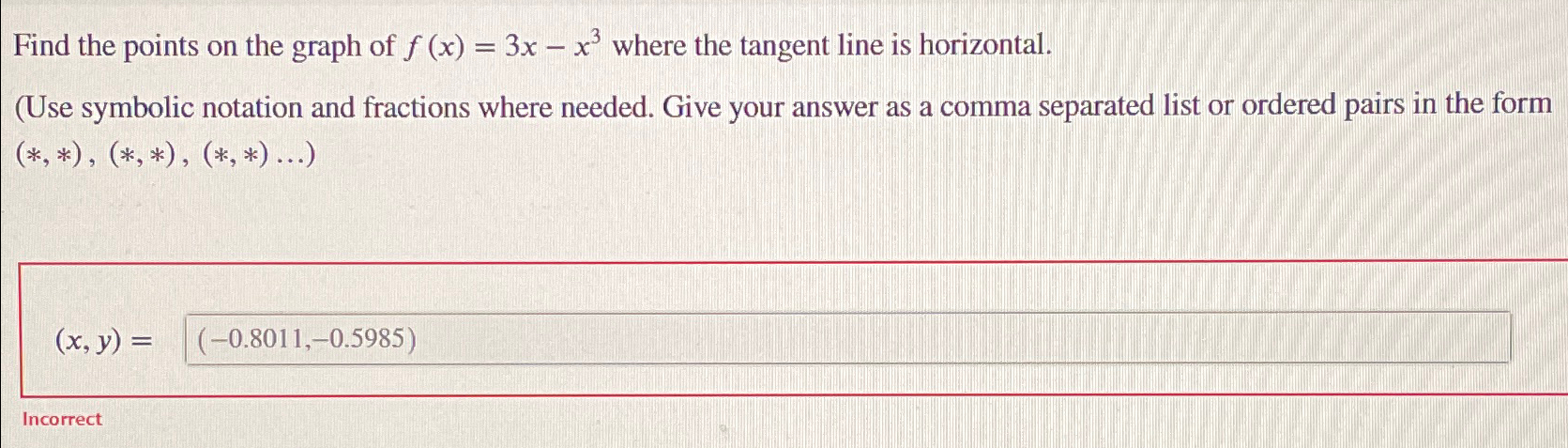 Solved Find the points on the graph of f(x)=3x-x3 ﻿where the | Chegg.com