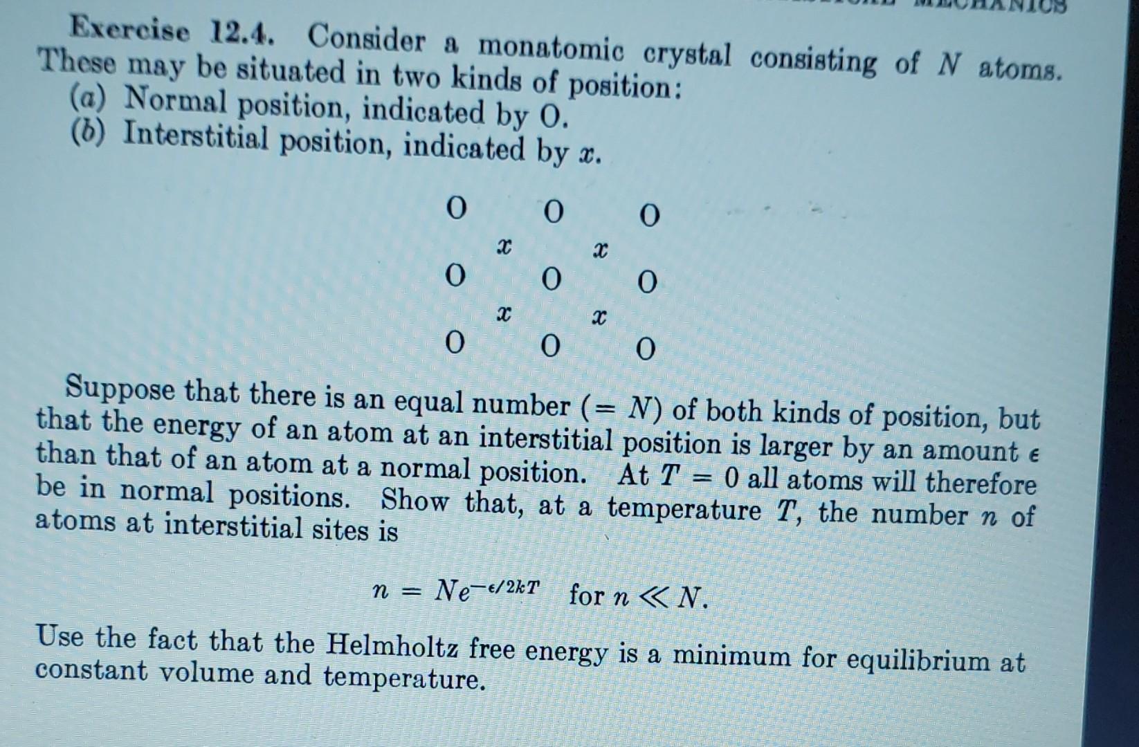 Solved Exercise 12.4. Consider a monatomic crystal | Chegg.com