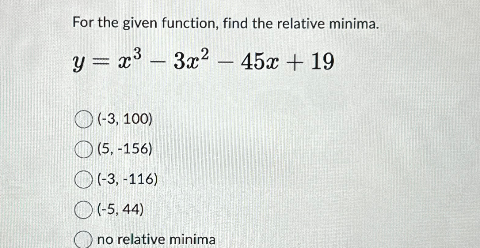 Solved For the given function, find the relative | Chegg.com