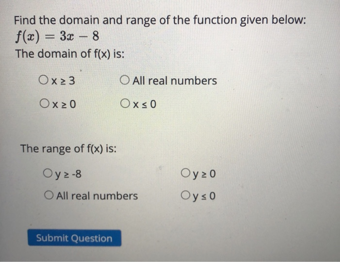 Solved Find the domain and range of the function given | Chegg.com
