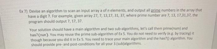 Solved Ex 7 Devise An Algorithm To Scan An Input Array A Of 9948