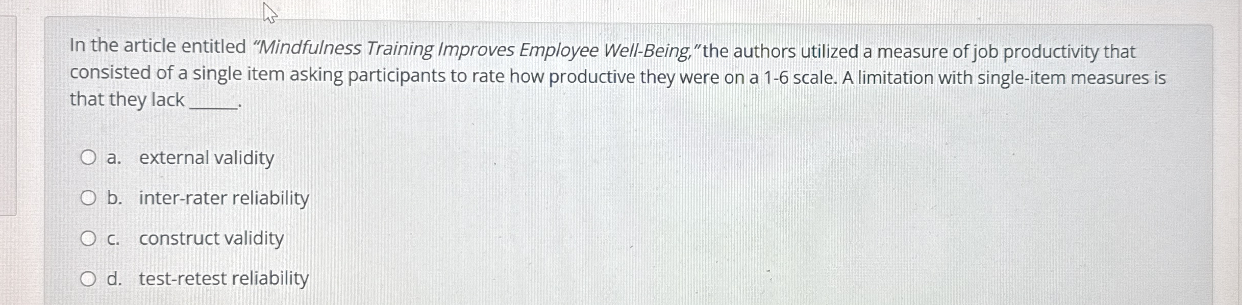 Solved In the article entitled "Mindfulness Training | Chegg.com