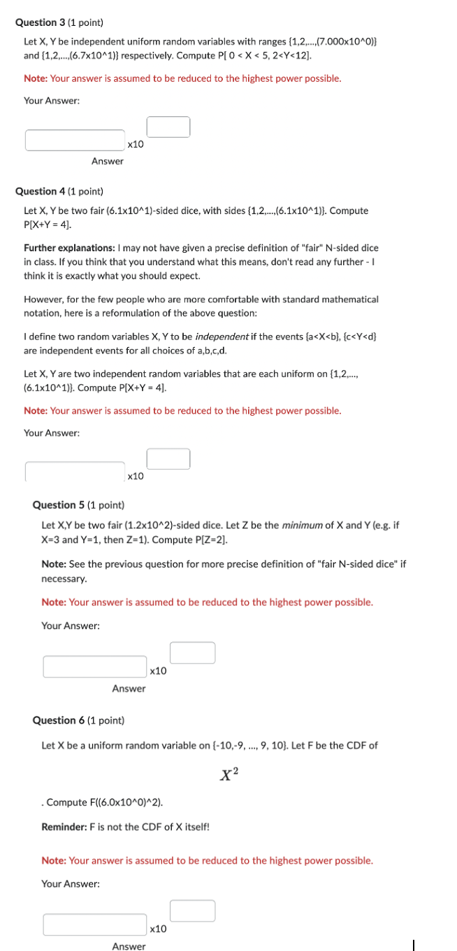 Solved Question 3 (1 point) Let X,Y be independent uniform | Chegg.com Solved Question 3 (1 point) Let X,Y be independent uniform | Chegg.com