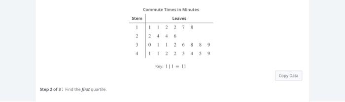 Solved Commute Times in Minutes Ker:11=11 Step 2 of 3 : Find | Chegg.com