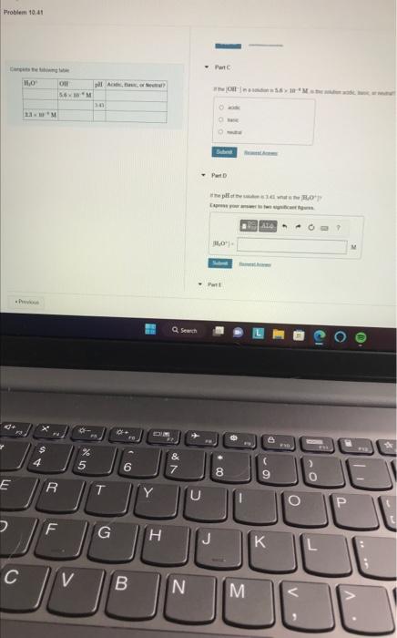 Solved Part 11Part CComplete the following table:If the | Chegg.com