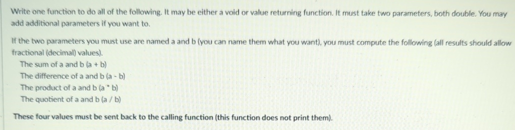 Solved Write one c++ ﻿function to do all of the following. | Chegg.com