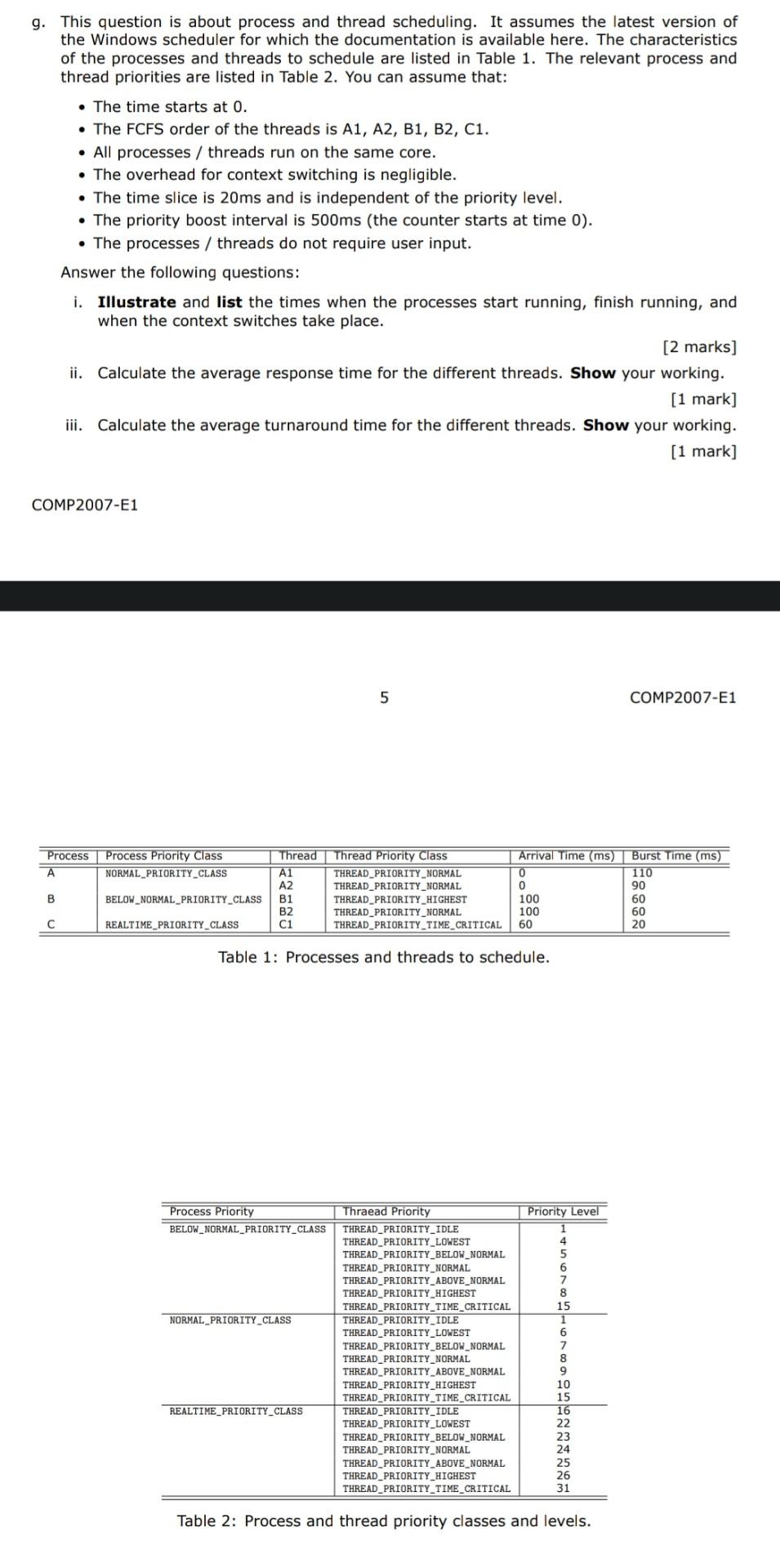 Solved g. This question is about process and thread | Chegg.com