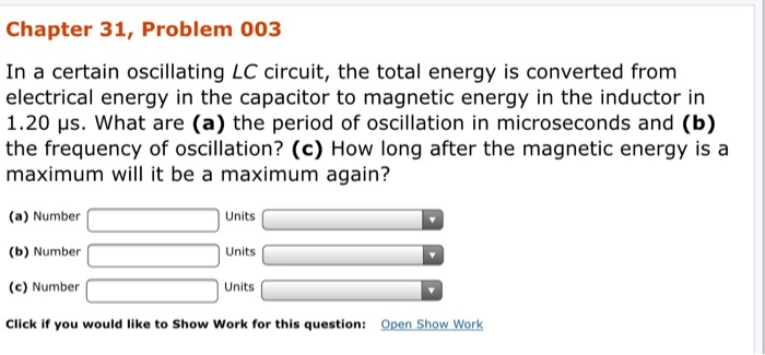 Solved Chapter 31, Problem 003 In a certain oscillating LC | Chegg.com