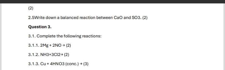 Solved (2)2.5Write down a balanced reaction between CaO and | Chegg.com Solved (2)2.5Write down a balanced reaction between CaO and | Chegg.com