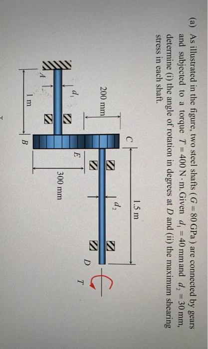 Solved (a) As illustrated in the figure, two steel shafts (G | Chegg.com