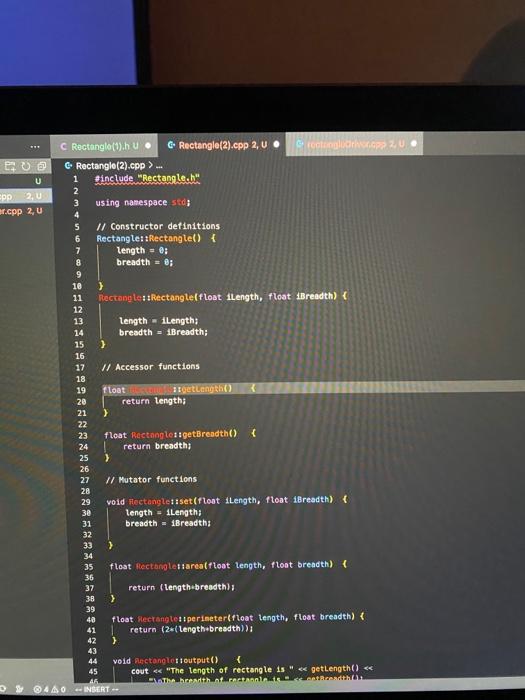 Solved Start : use the rectangle interface, implementation, | Chegg.com