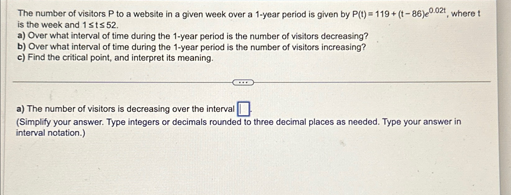 Solved The number of visitors P ﻿to a website in a given | Chegg.com