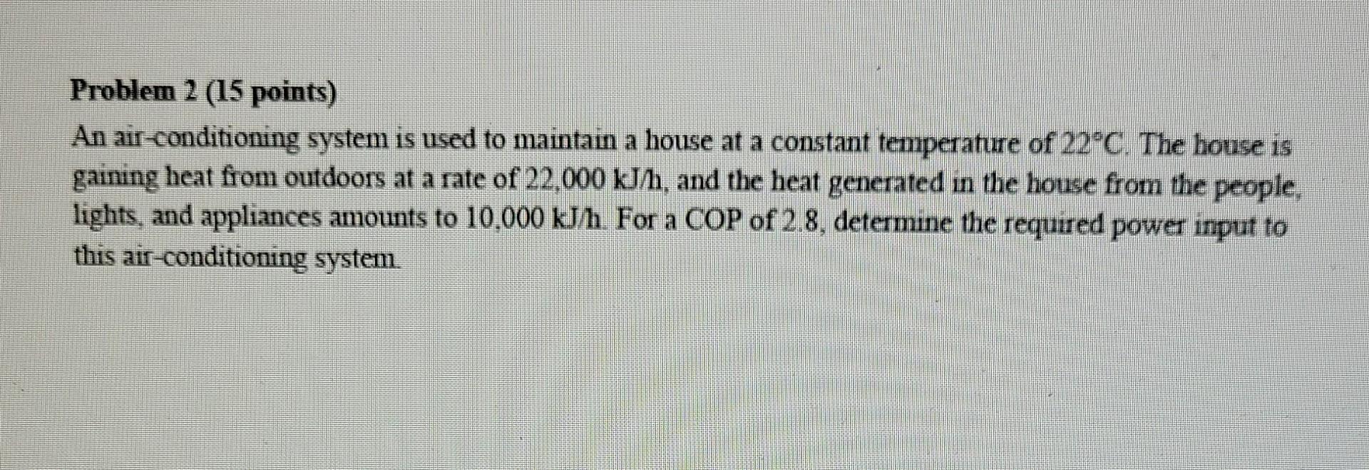 Solved Problem 2 (15 points) An air-conditioning system is | Chegg.com