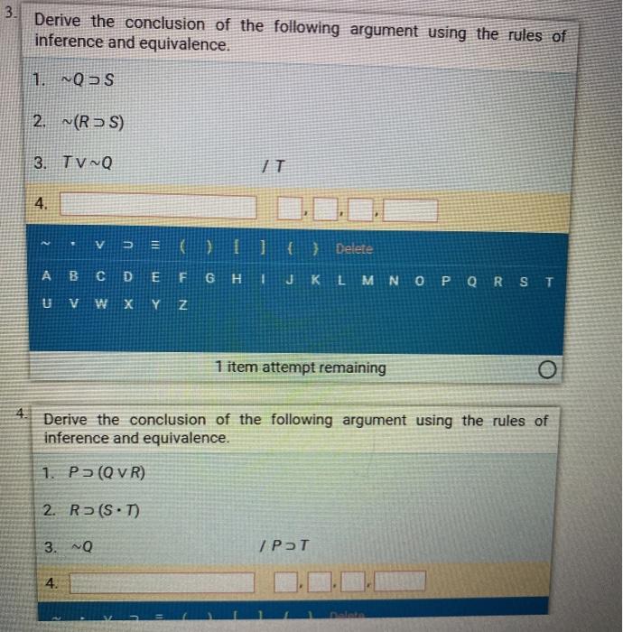 Solved 1. Derive the conclusion of the following argument | Chegg.com
