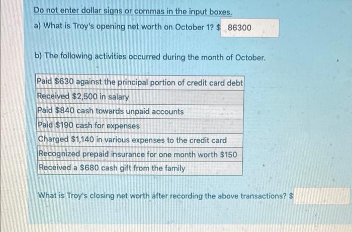 Solved Do not enter dollar signs or commas in the input | Chegg.com
