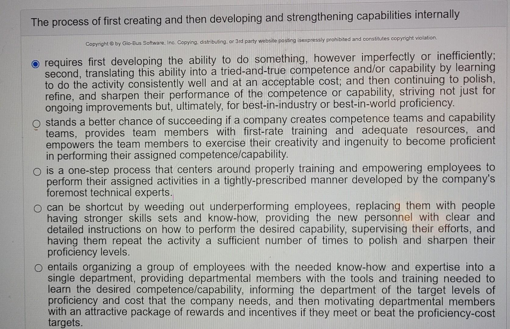 Solved The process of first creating and then developing and | Chegg.com