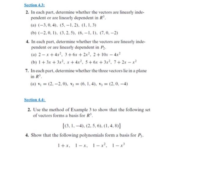 Solved 2. In each part, determine whether the vectors are | Chegg.com