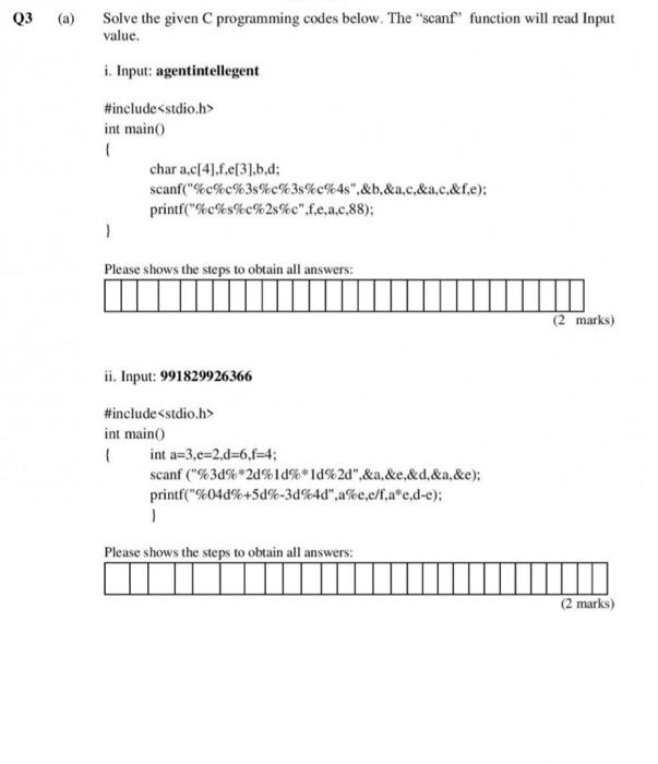 Solved Q3 (a) Solve the given programming codes below. The | Chegg.com