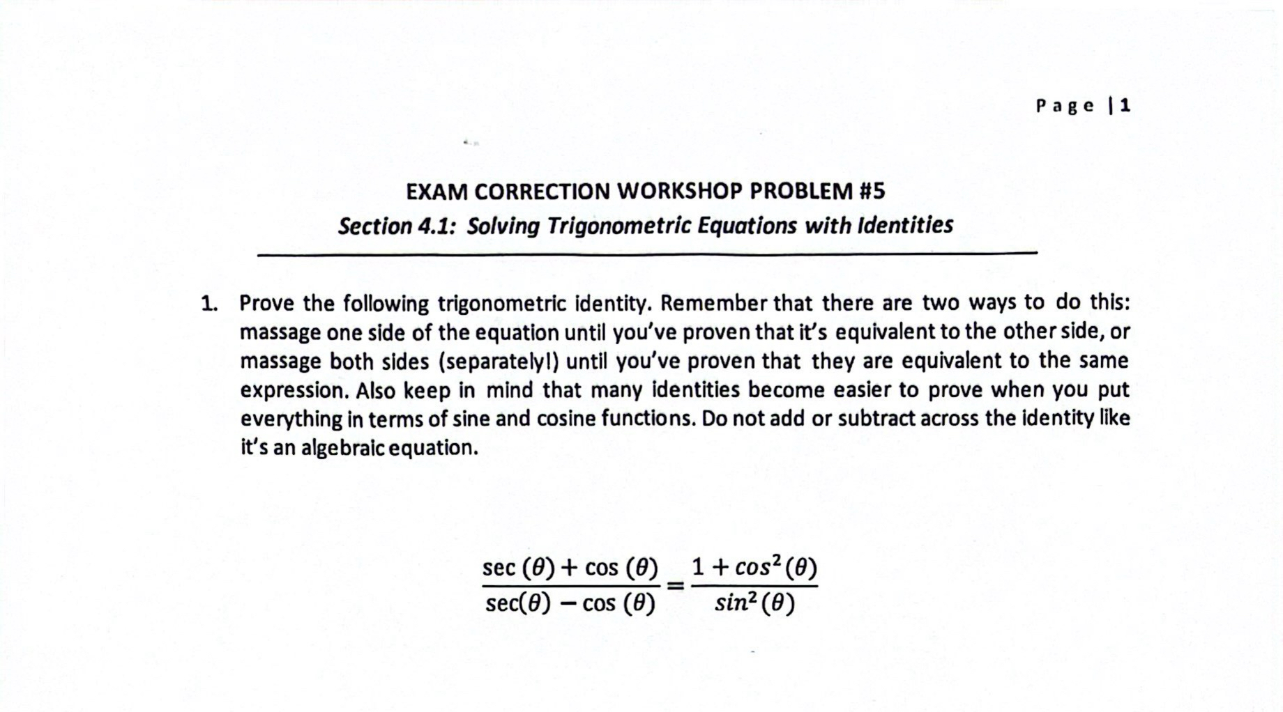 Solved Page |1EXAM CORRECTION WORKSHOP PROBLEM #5Section | Chegg.com