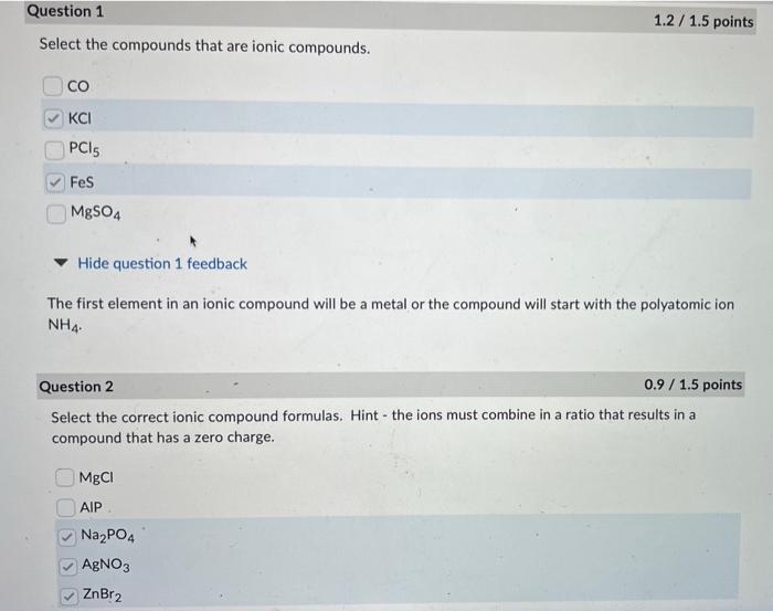 Solved Select the compounds that are ionic compounds. CO KCl | Chegg.com
