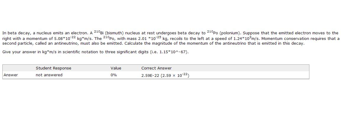 Solved In beta decay, a nucleus emits an electron. A 210Bi | Chegg.com
