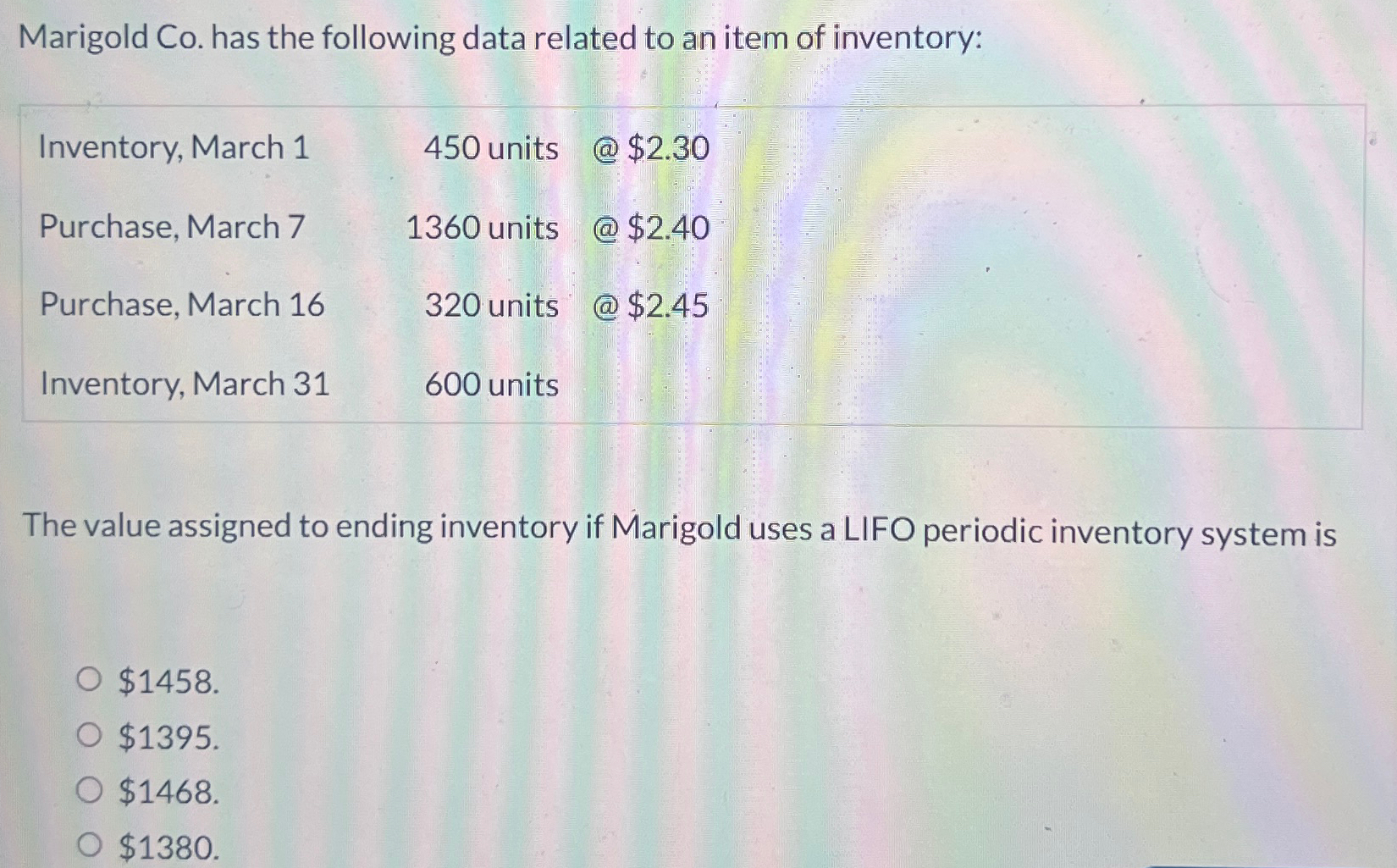 Solved Marigold Co. ﻿has the following data related to an | Chegg.com