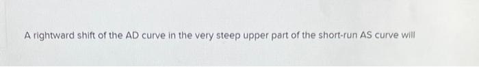 Solved A rightward shift of the AD curve in the very steep | Chegg.com