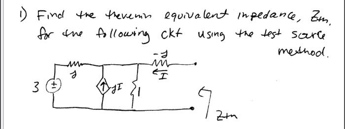 Solved 1) Find the thevemin equivalent inpedance, Zth . for | Chegg.com
