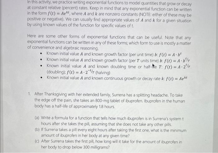 Solved In this activity, we practice writing exponential | Chegg.com