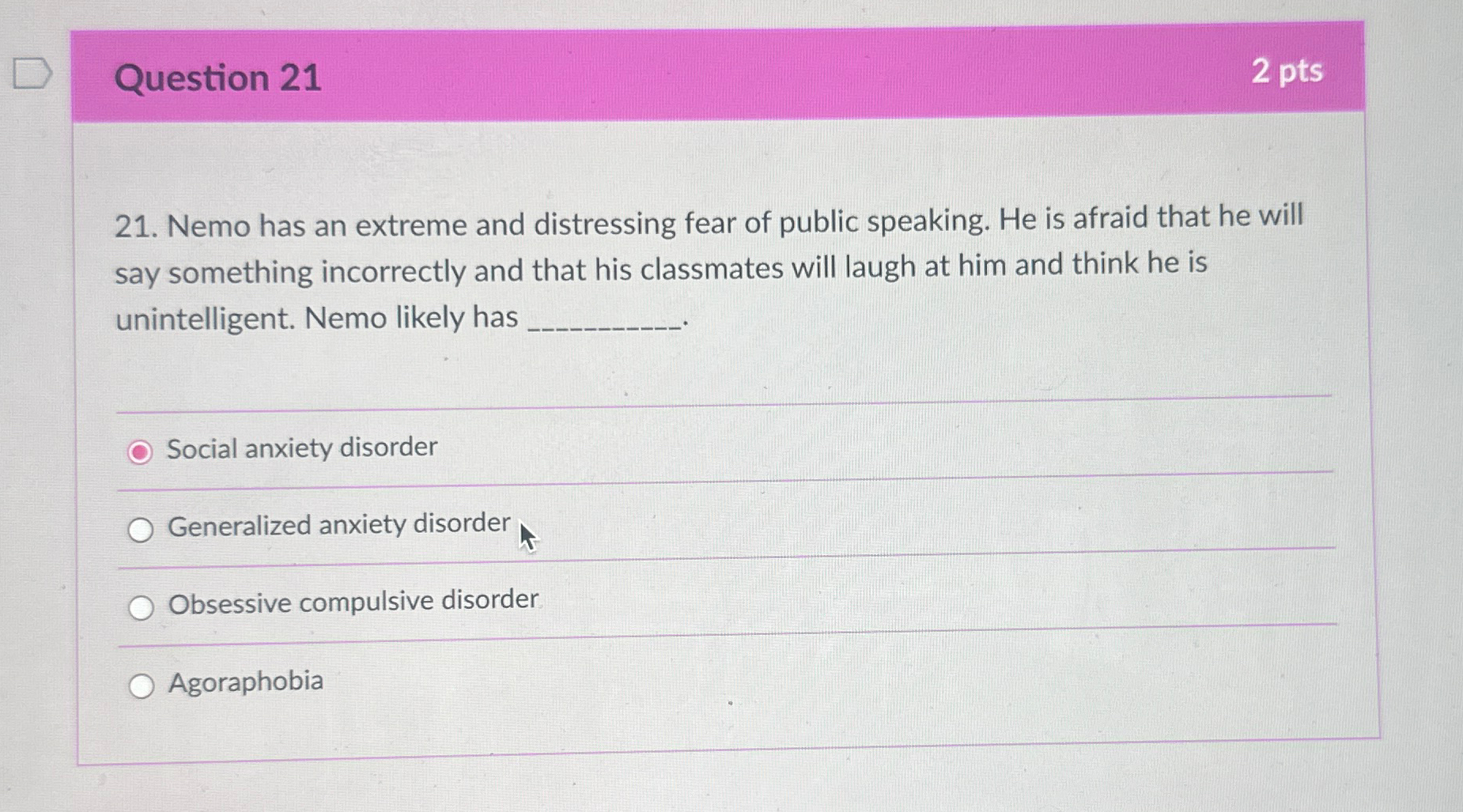 Solved Question 212 ﻿pts21. ﻿Nemo has an extreme and | Chegg.com