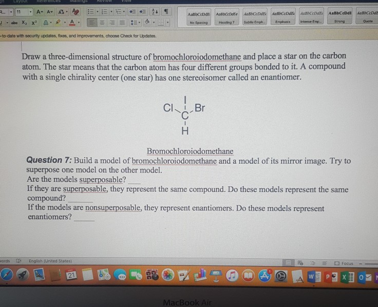 Solved w Stereochemistry Lab - Linked in Canvas yout | Chegg.com