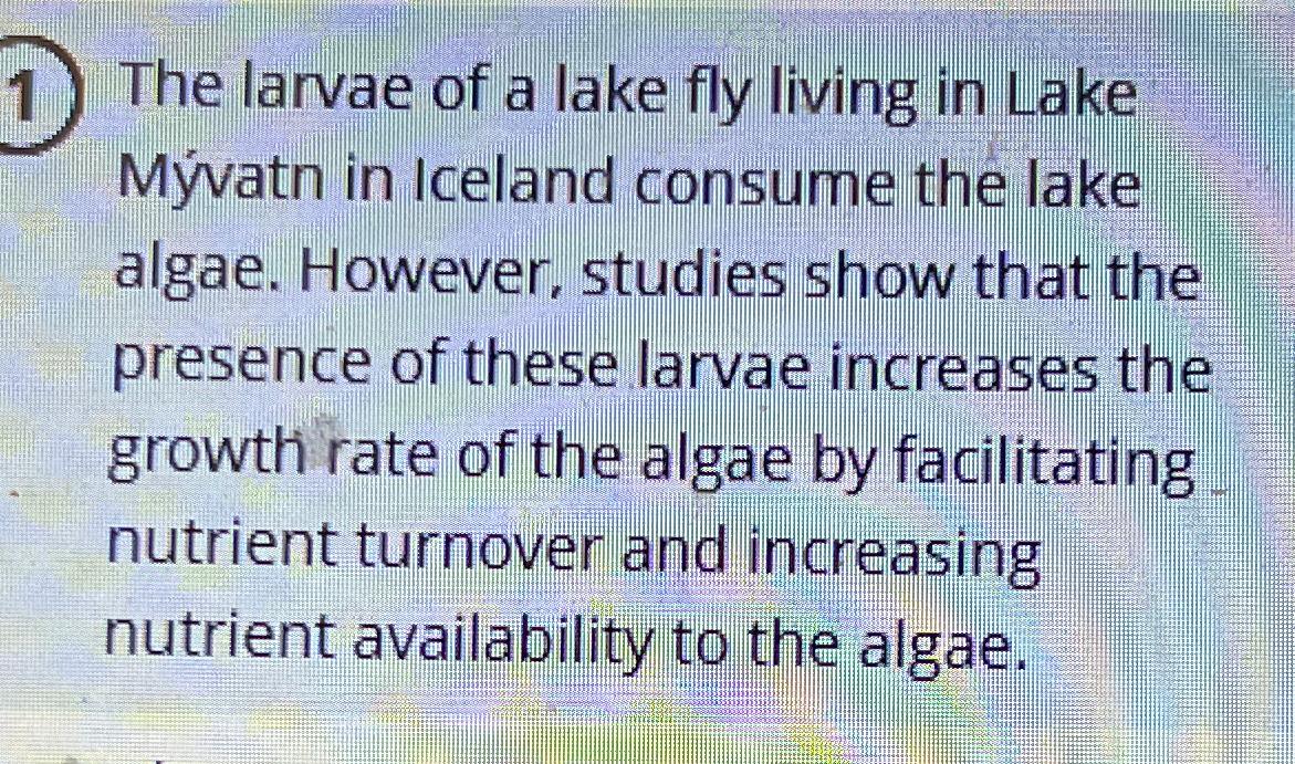 Solved The larvae of a lake fly living in Lake Mývatn in | Chegg.com