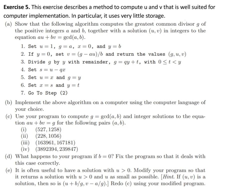 Solved Exercise 5. This exercise describes a method to | Chegg.com