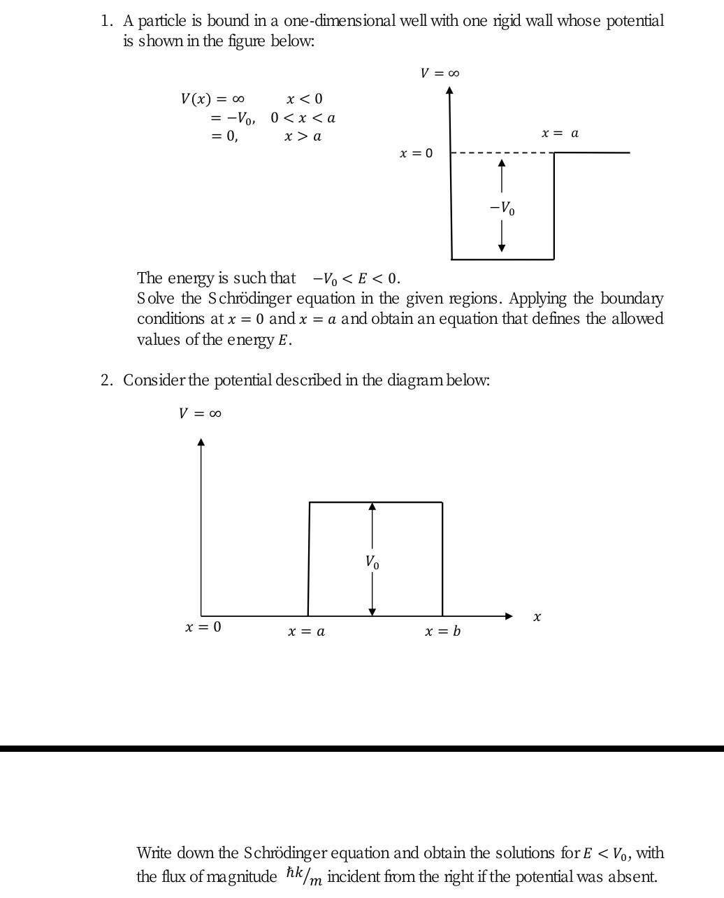 Solved 1. A particle is bound in a one-dimensional well with | Chegg.com