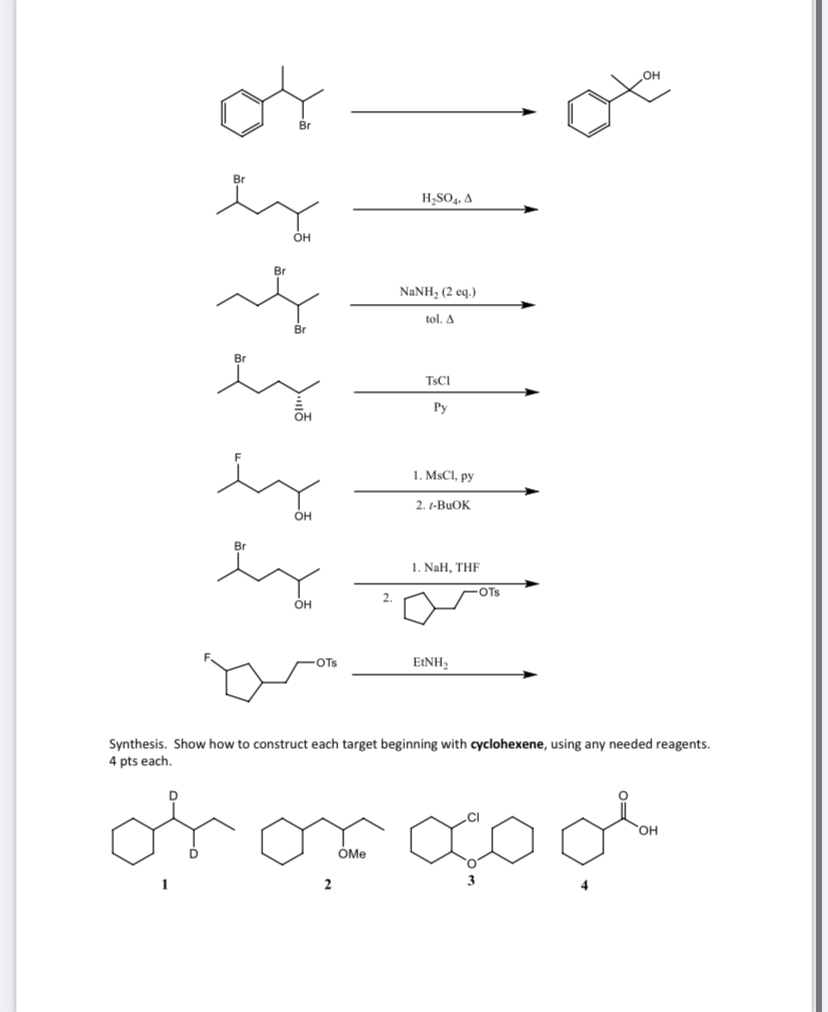 Solved →H2SO4,Delta→NaNH2(2eq.)tol. ΔSynthesis. Show how to | Chegg.com