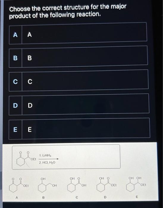 Solved Choose the correct structure for the major product of | Chegg.com