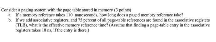 Solved Consider a paging system with the page table stored | Chegg.com