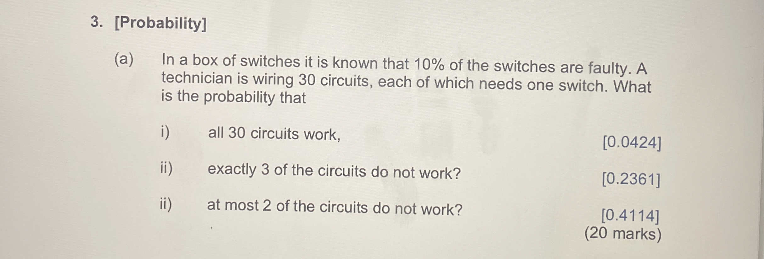 Solved [Probability](a) ﻿In a box of switches it is known | Chegg.com