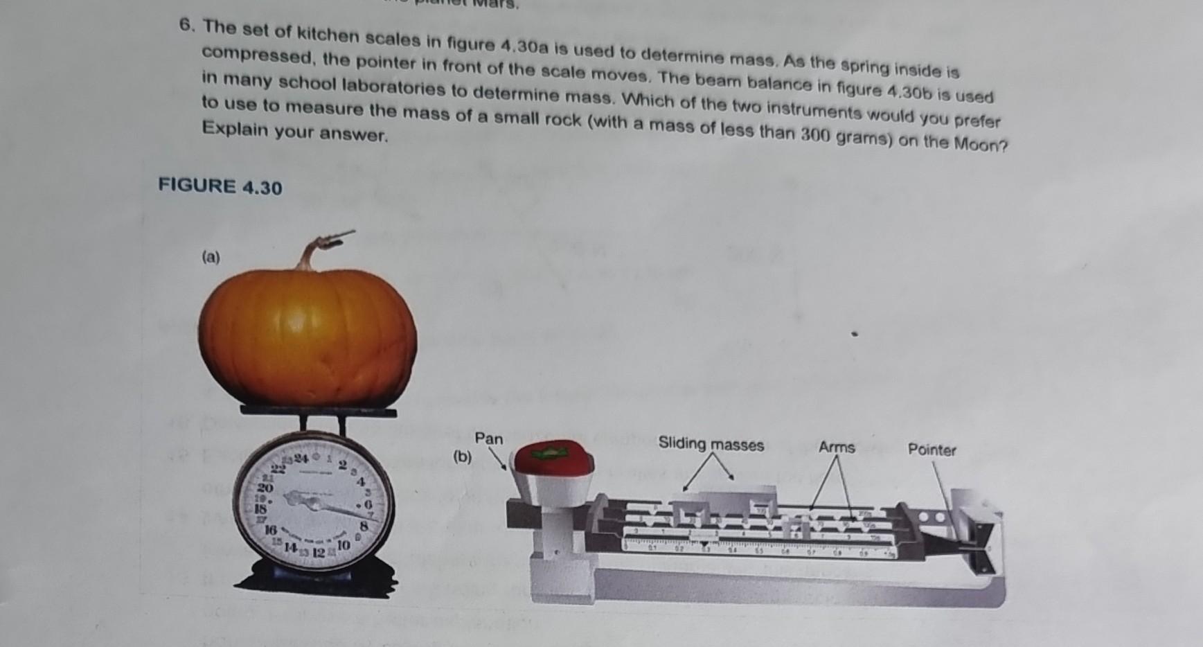 Solved 6. The set of kitchen scales in figure 4.30 is used | Chegg.com