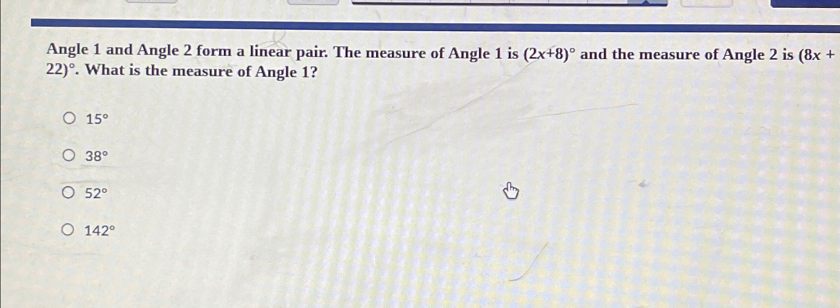 Solved Angle 1 ﻿and Angle 2 ﻿form a linear pair. The measure | Chegg.com