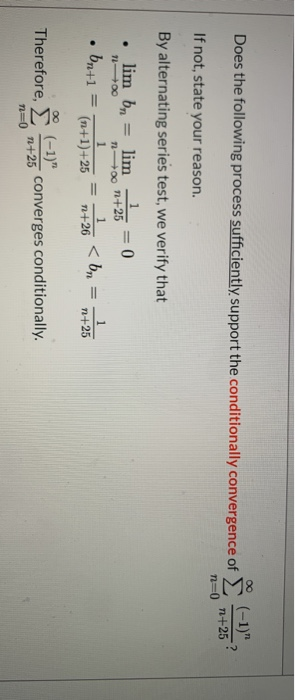 Solved Does the following process sufficiently support the | Chegg.com