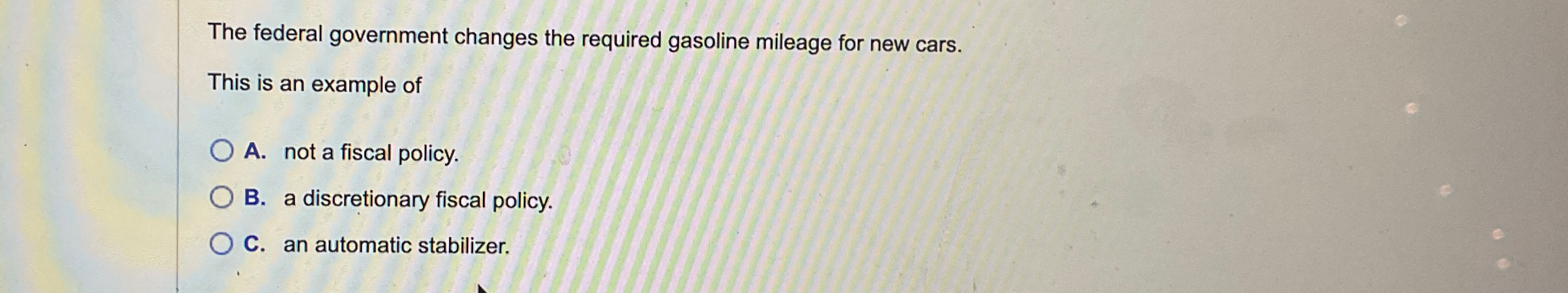 Solved The federal government changes the required gasoline | Chegg.com
