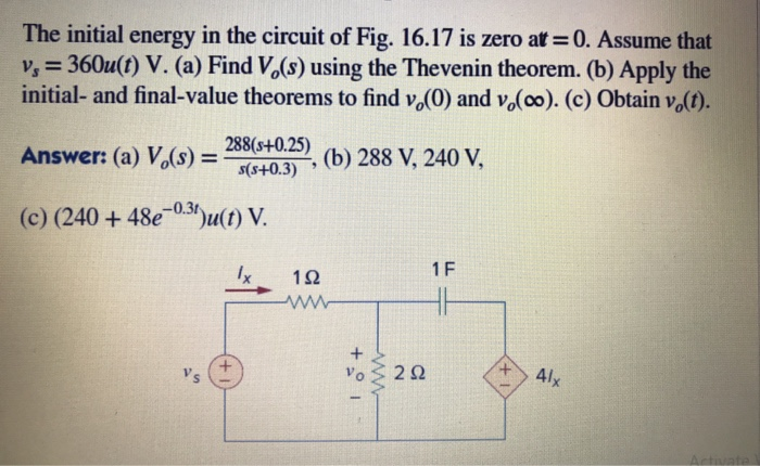 Solved The initial energy in the circuit of Fig. 16.17 is | Chegg.com