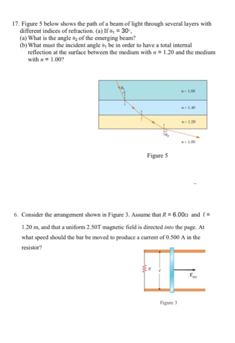 Solved 17. Figure 5 below shows the path of a beam of light | Chegg.com