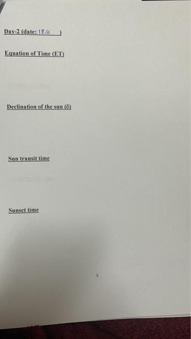 Solved Problem: [10 marks] [CLO-4] Calculate time of sun | Chegg.com