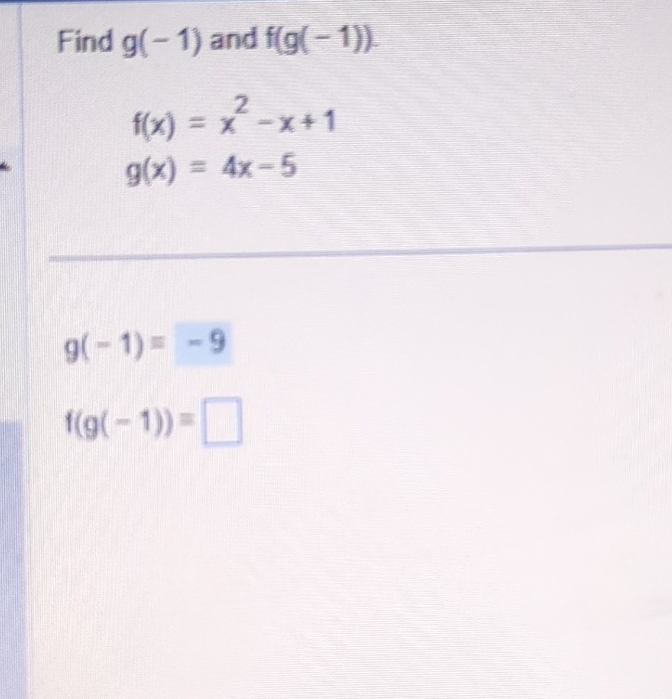 Solved Find g(-1) ﻿and | Chegg.com