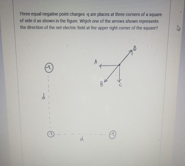 Solved Three equal negative point charges-q are places at | Chegg.com