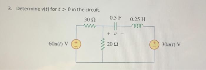 Solved 3. Determine v(t) for t>0 in the circuit. | Chegg.com