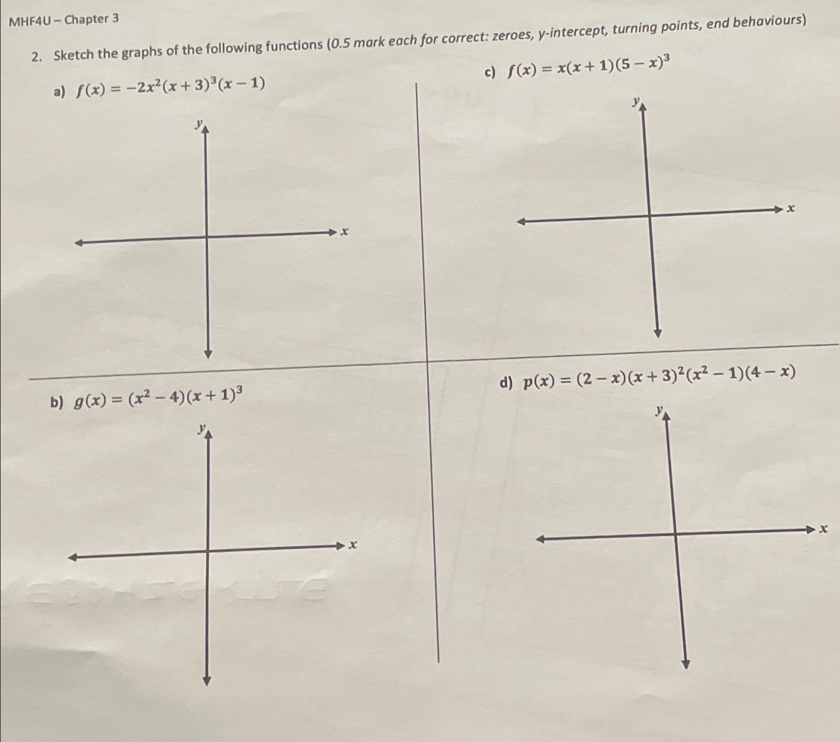 Solved MHF4U - ﻿Chapter 32. ﻿Sketch the graphs of the | Chegg.com