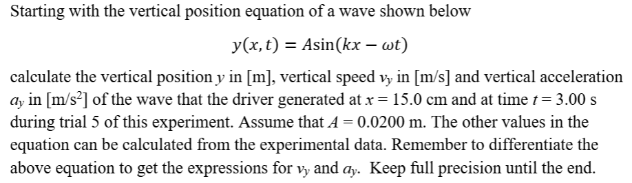 Starting with the vertical position equation of ﻿a | Chegg.com